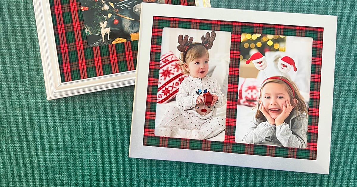 Holiday Frames with DIY Fabric Photo Mats - Crafting Cheerfully