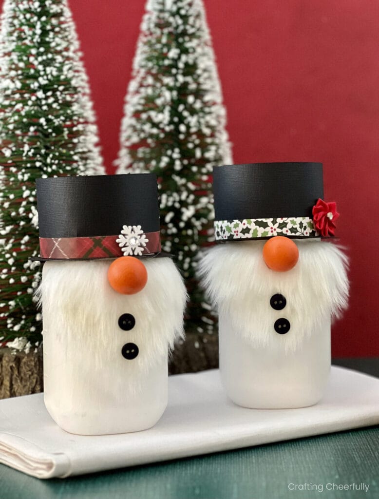 DIY Snowman Gnome Mason Jars - Crafting Cheerfully