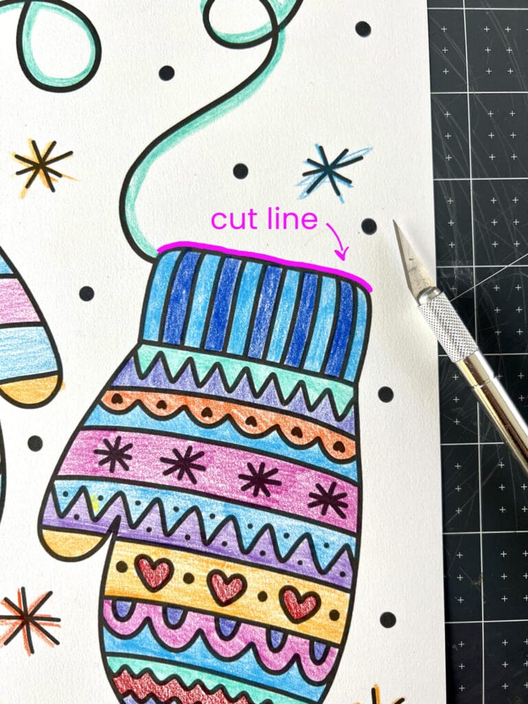 Mitten Coloring Page & Gift Card Holder - Crafting Cheerfully