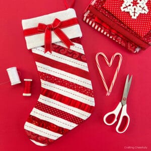 Scrappy Candy Cane Stocking - Crafting Cheerfully
