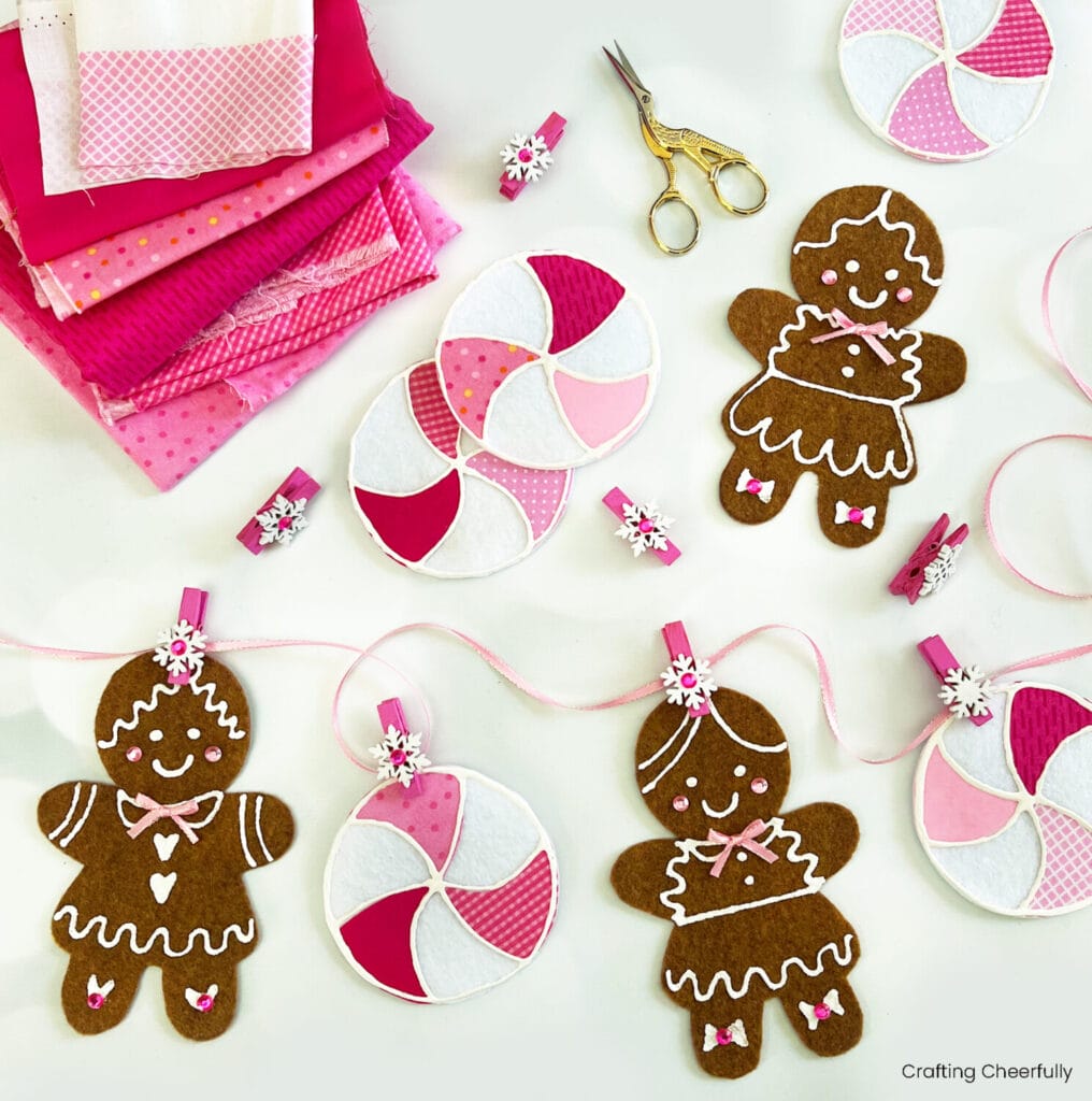 Pink Peppermint Gingerbread Girl Banner - Crafting Cheerfully
