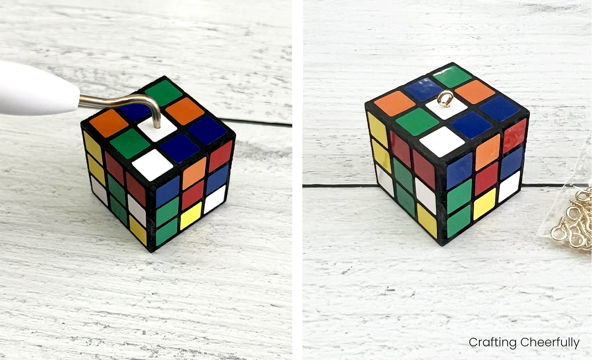 DIY Rubik's Cube Ornament - Crafting Cheerfully