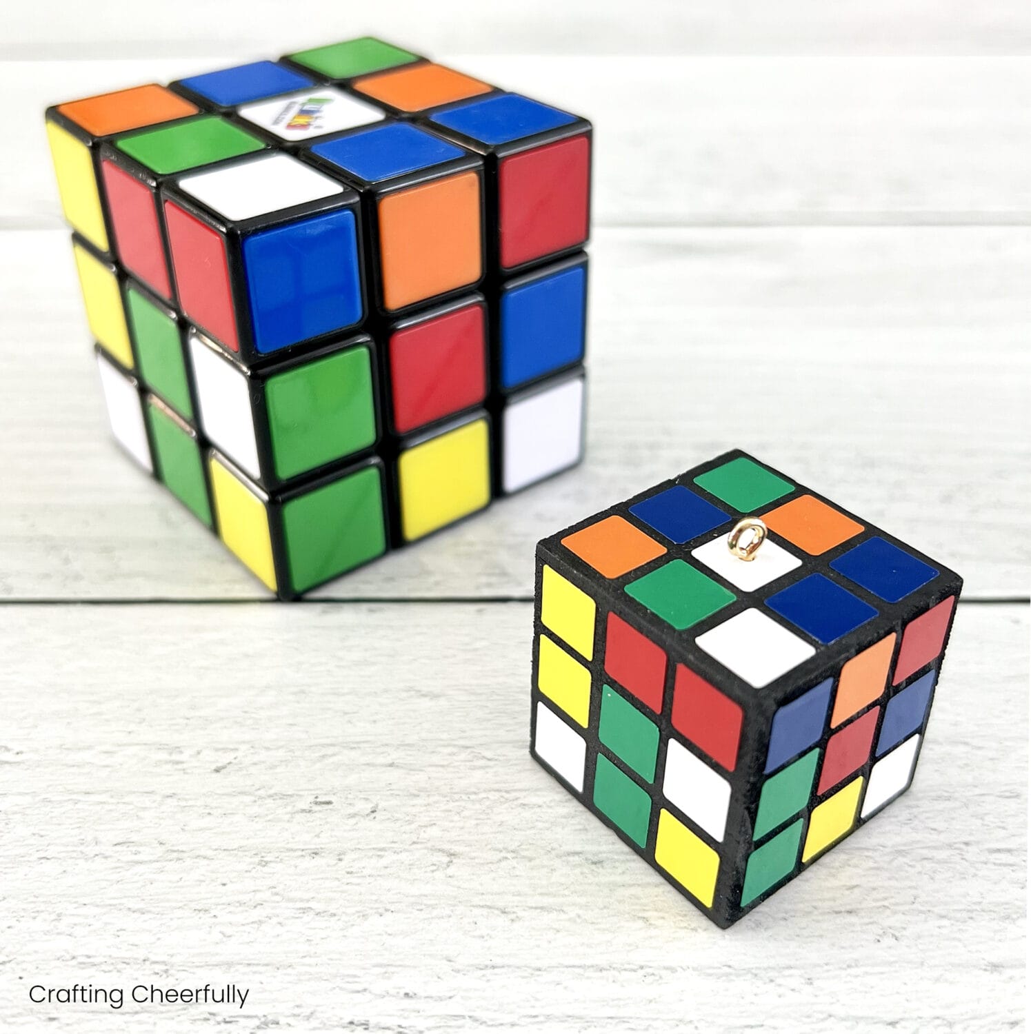 DIY Rubik's Cube Ornament - Crafting Cheerfully