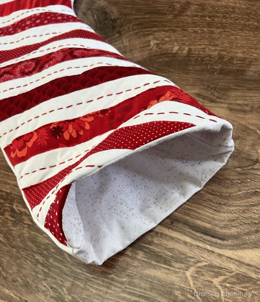 Scrappy Candy Cane Stocking - Crafting Cheerfully