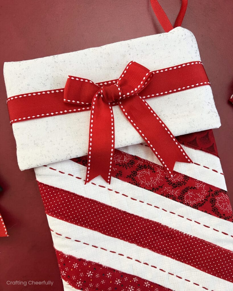 Scrappy Candy Cane Stocking - Crafting Cheerfully