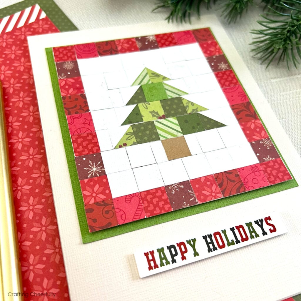 Christmas Tree Quilt Card - Crafting Cheerfully