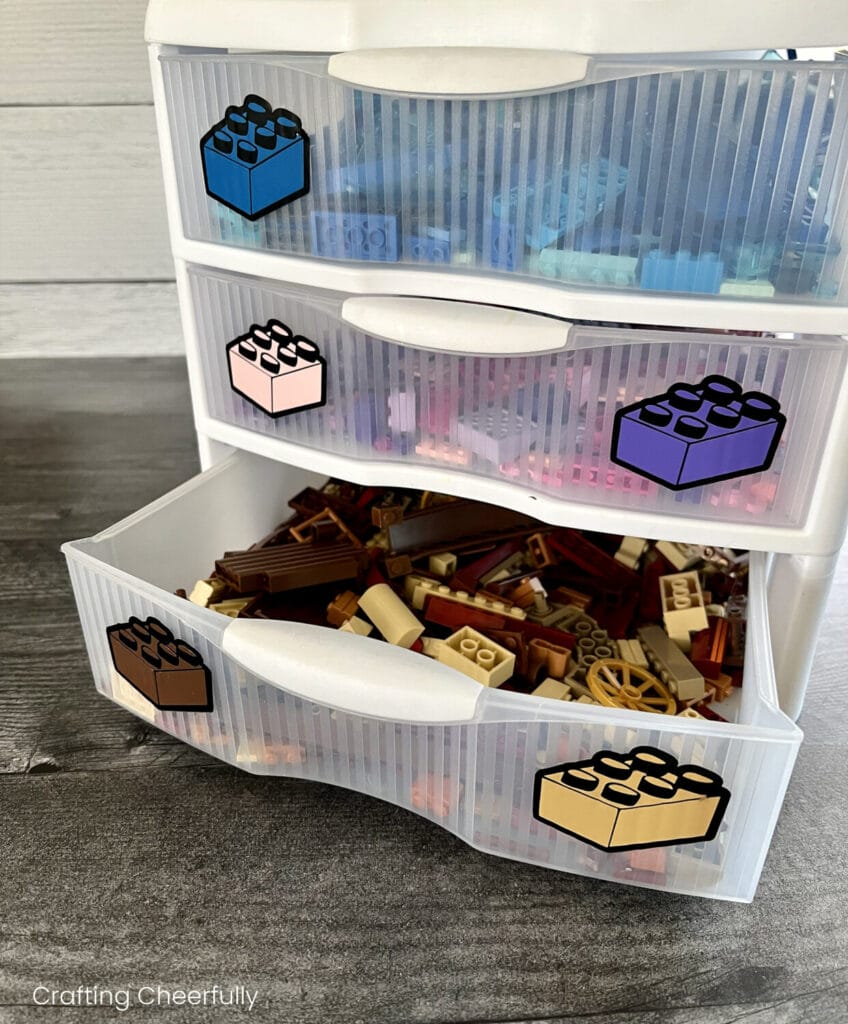DIY Vinyl Lego Labels - Crafting Cheerfully