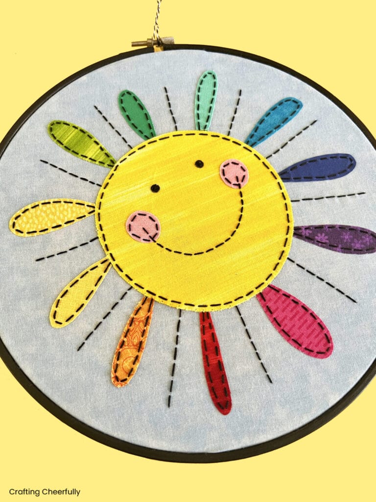 Sunshine Appliqué Embroidery Hoop - Crafting Cheerfully