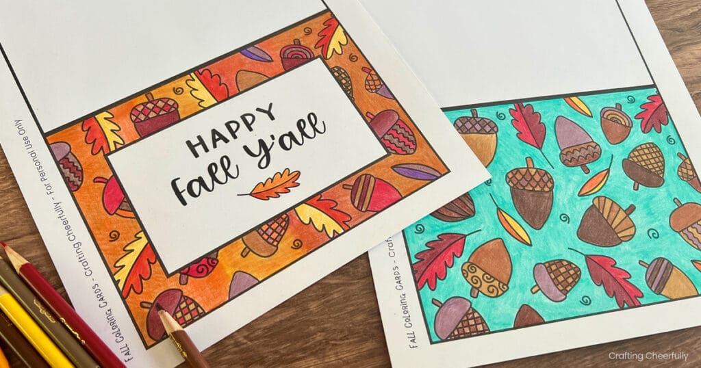 Printable Fall Coloring Cards - Crafting Cheerfully