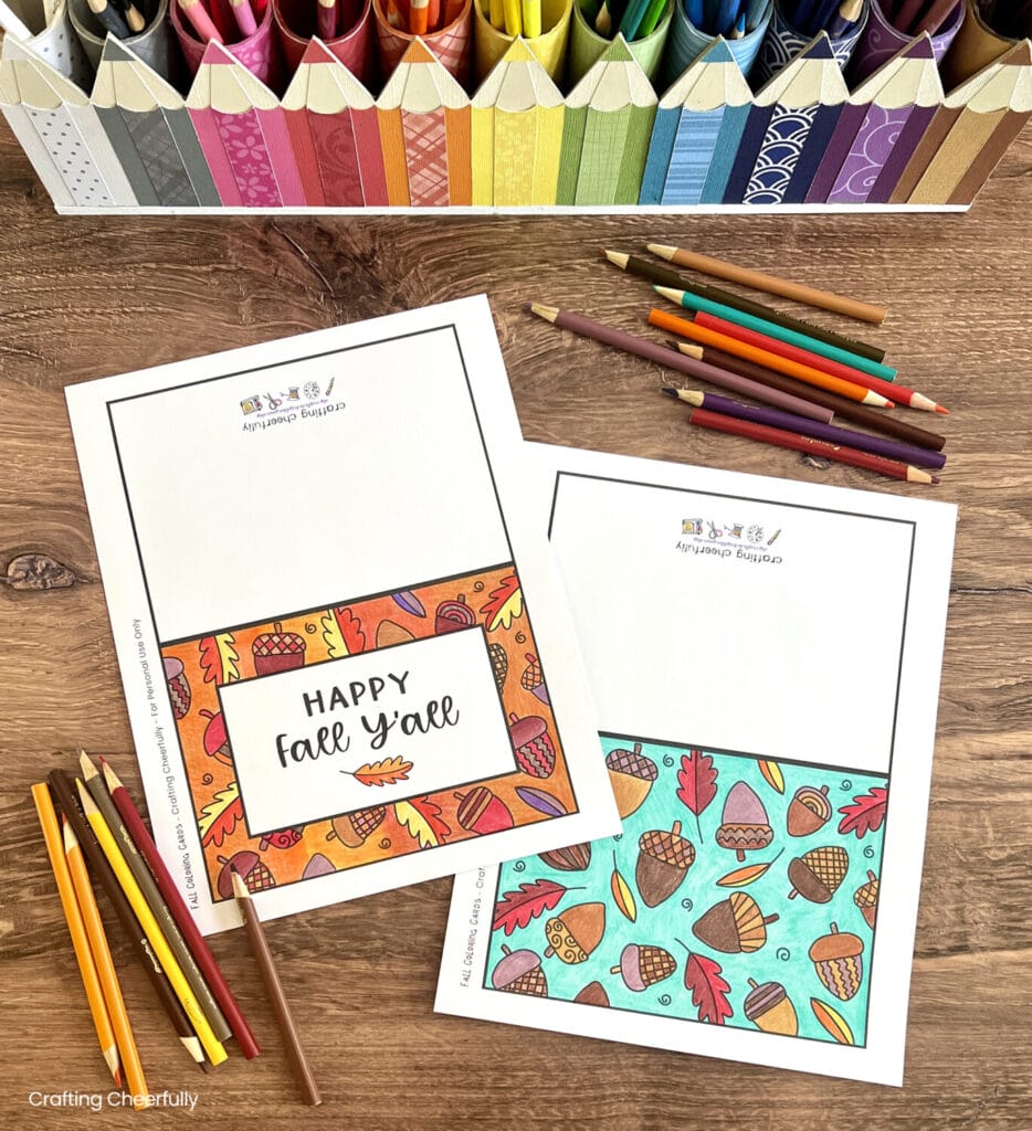 Printable Fall Coloring Cards - Crafting Cheerfully