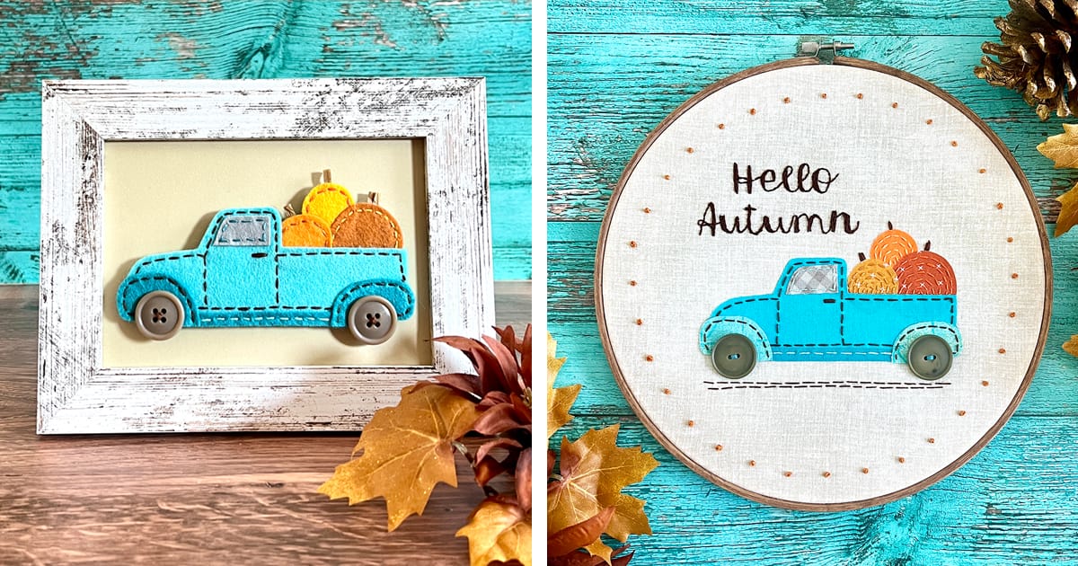 Vintage Fall Truck Appliqué - Crafting Cheerfully