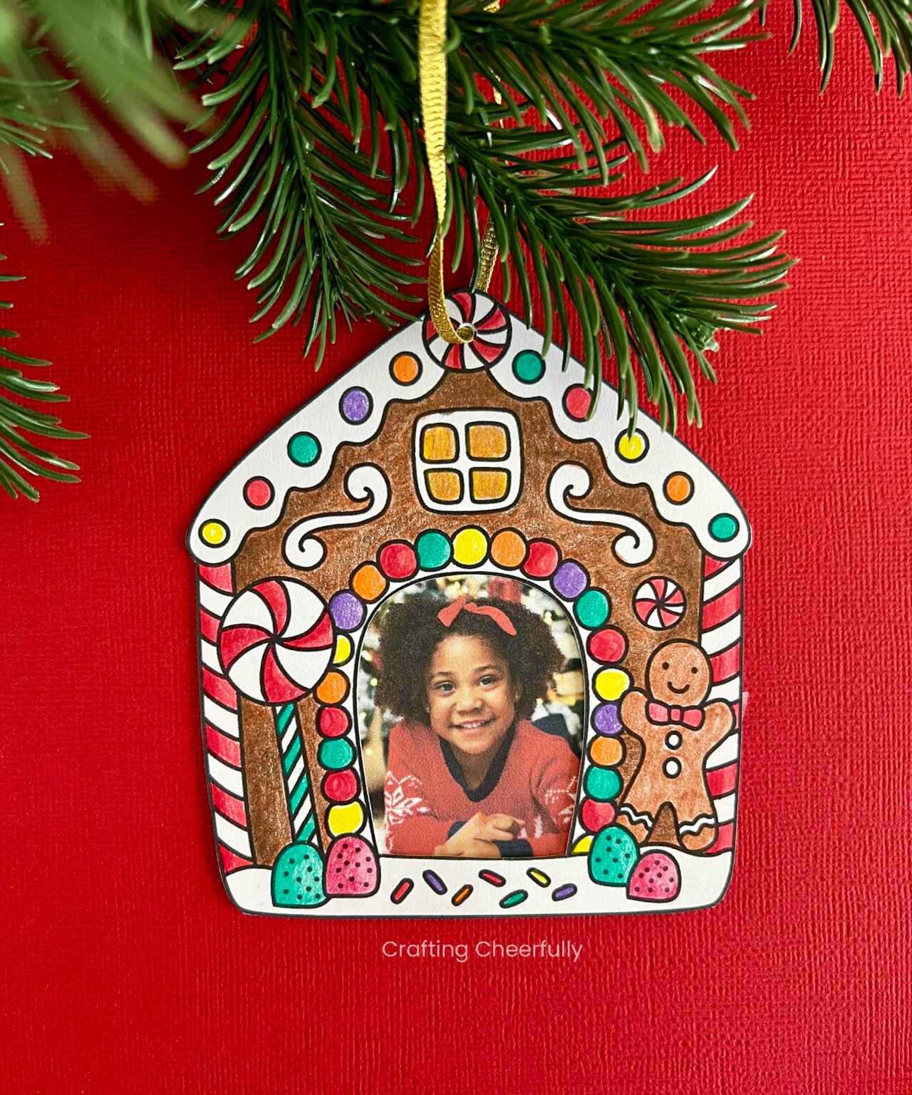 DIY Gingerbread House Ornament Frame - Crafting Cheerfully