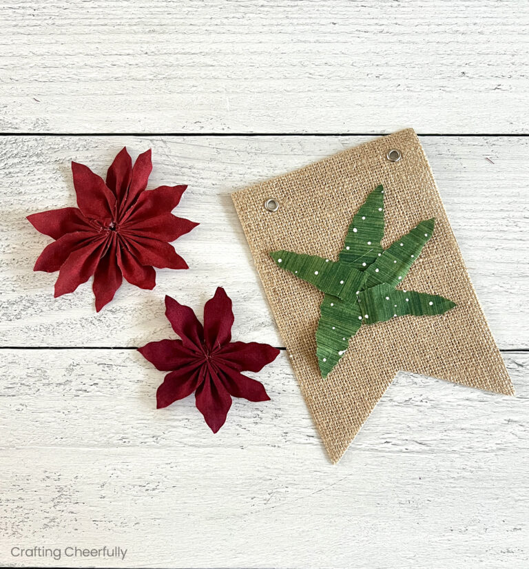 Fabric Poinsettia Christmas Banner - Crafting Cheerfully