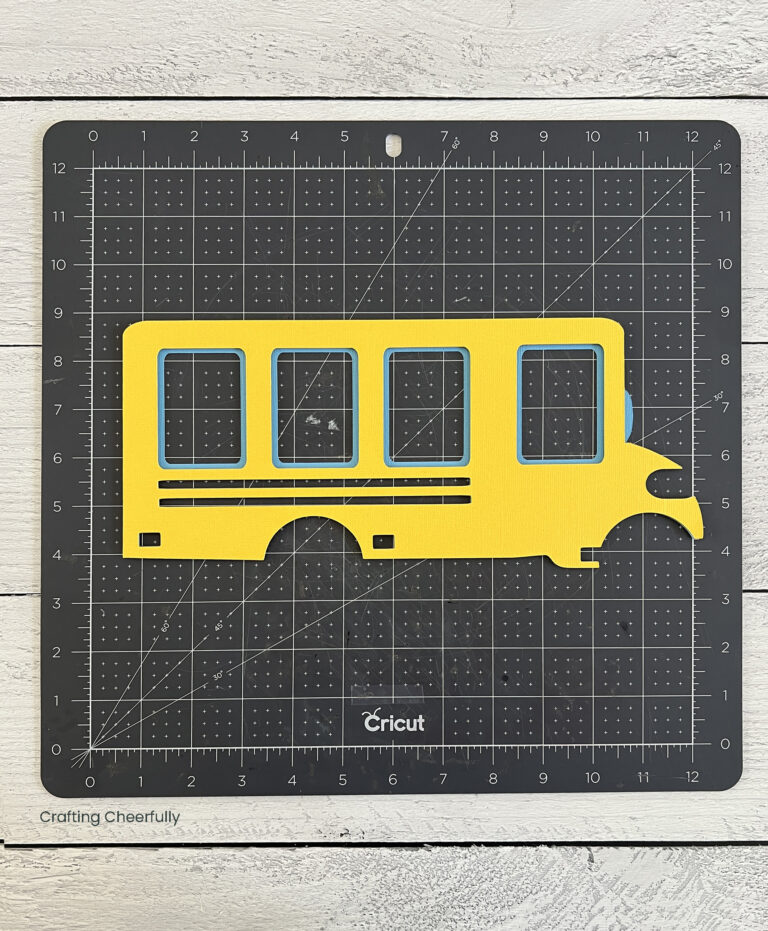 Layered Paper School Bus Frame - Crafting Cheerfully