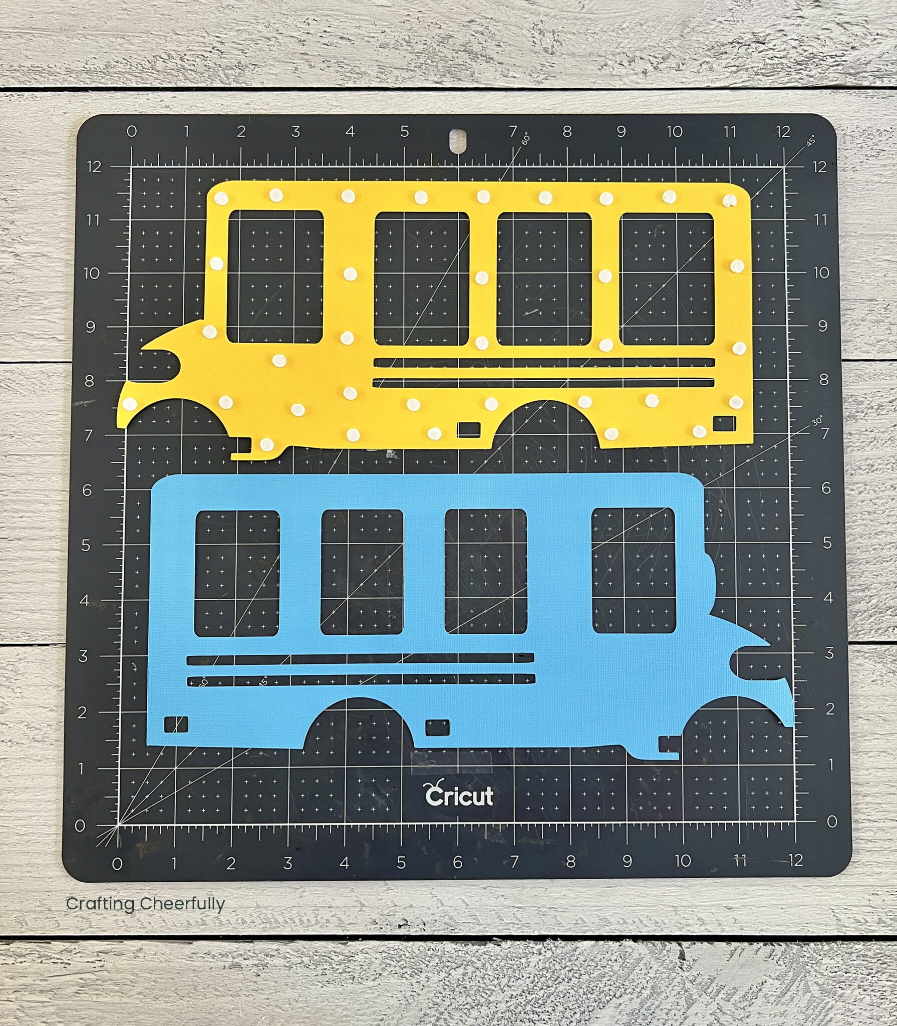 Layered Paper School Bus Frame - Crafting Cheerfully