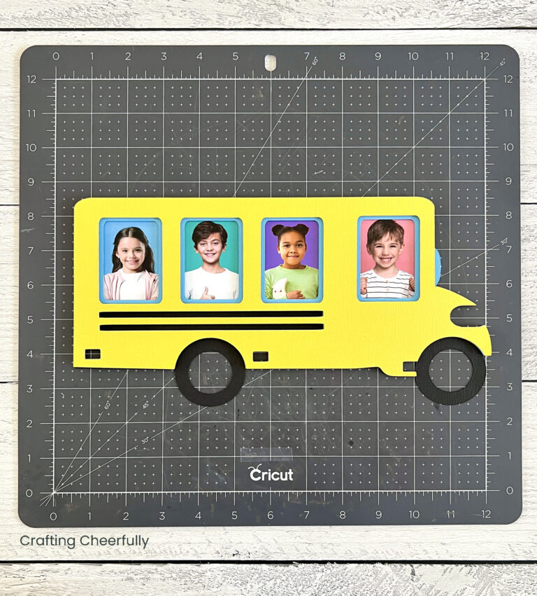 Layered Paper School Bus Frame - Crafting Cheerfully