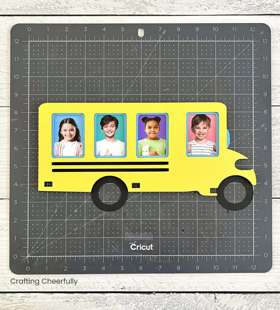 Layered Paper School Bus Frame - Crafting Cheerfully
