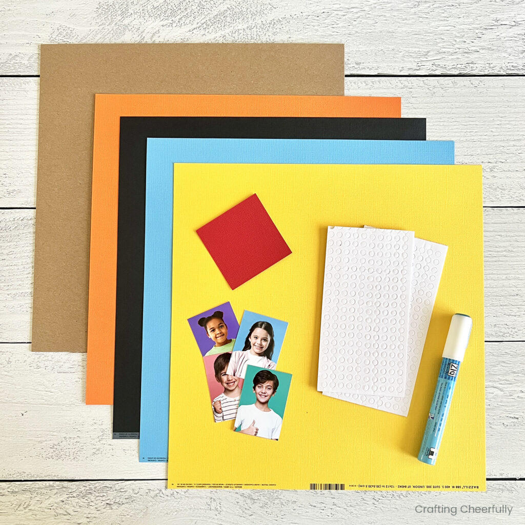 Layered Paper School Bus Frame - Crafting Cheerfully