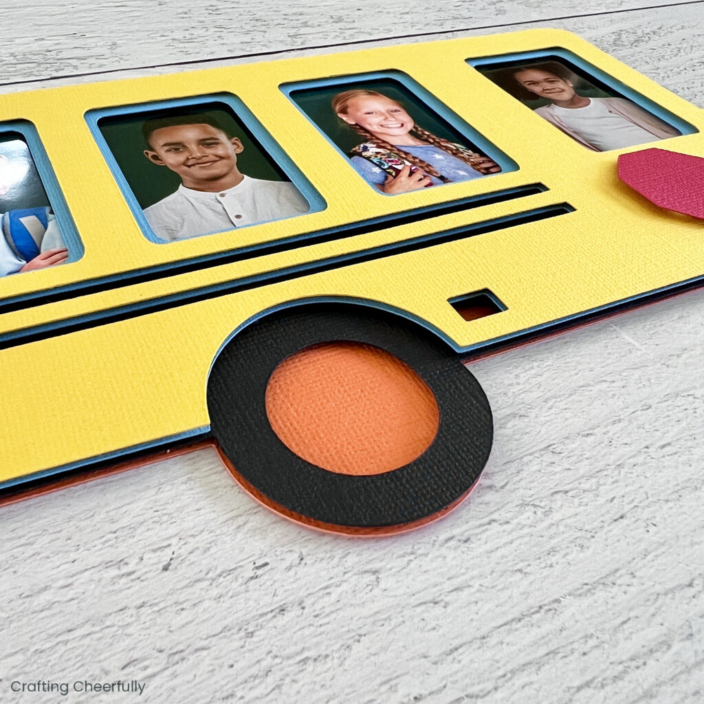 Layered Paper School Bus Frame - Crafting Cheerfully