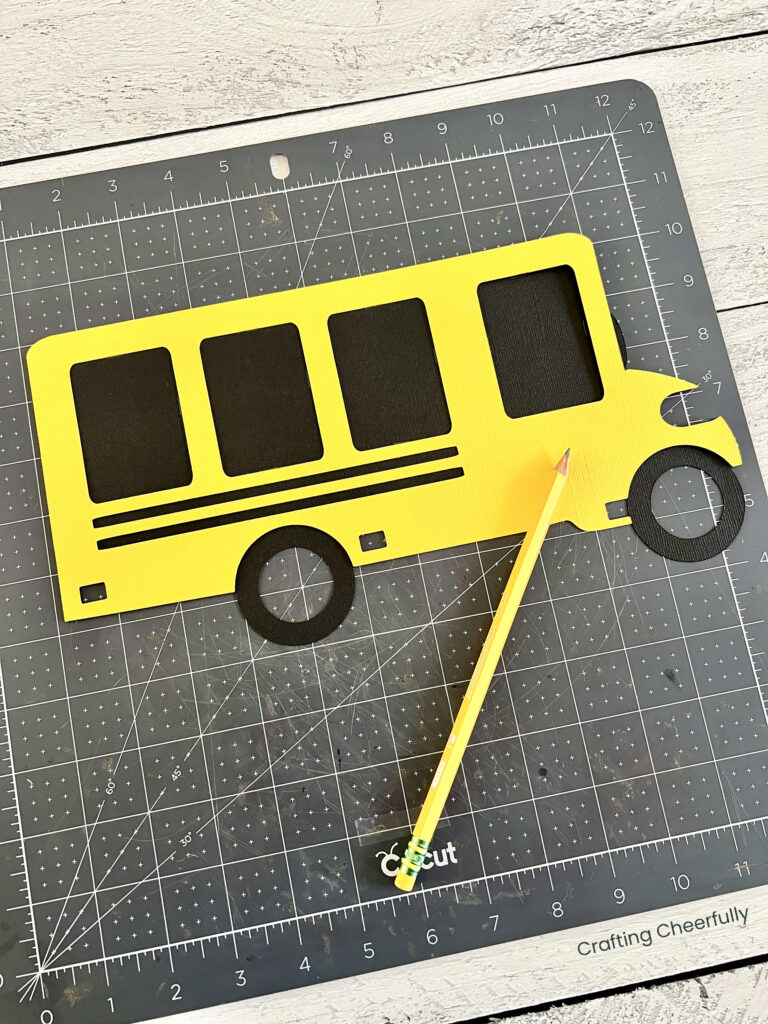 Layered Paper School Bus Frame - Crafting Cheerfully