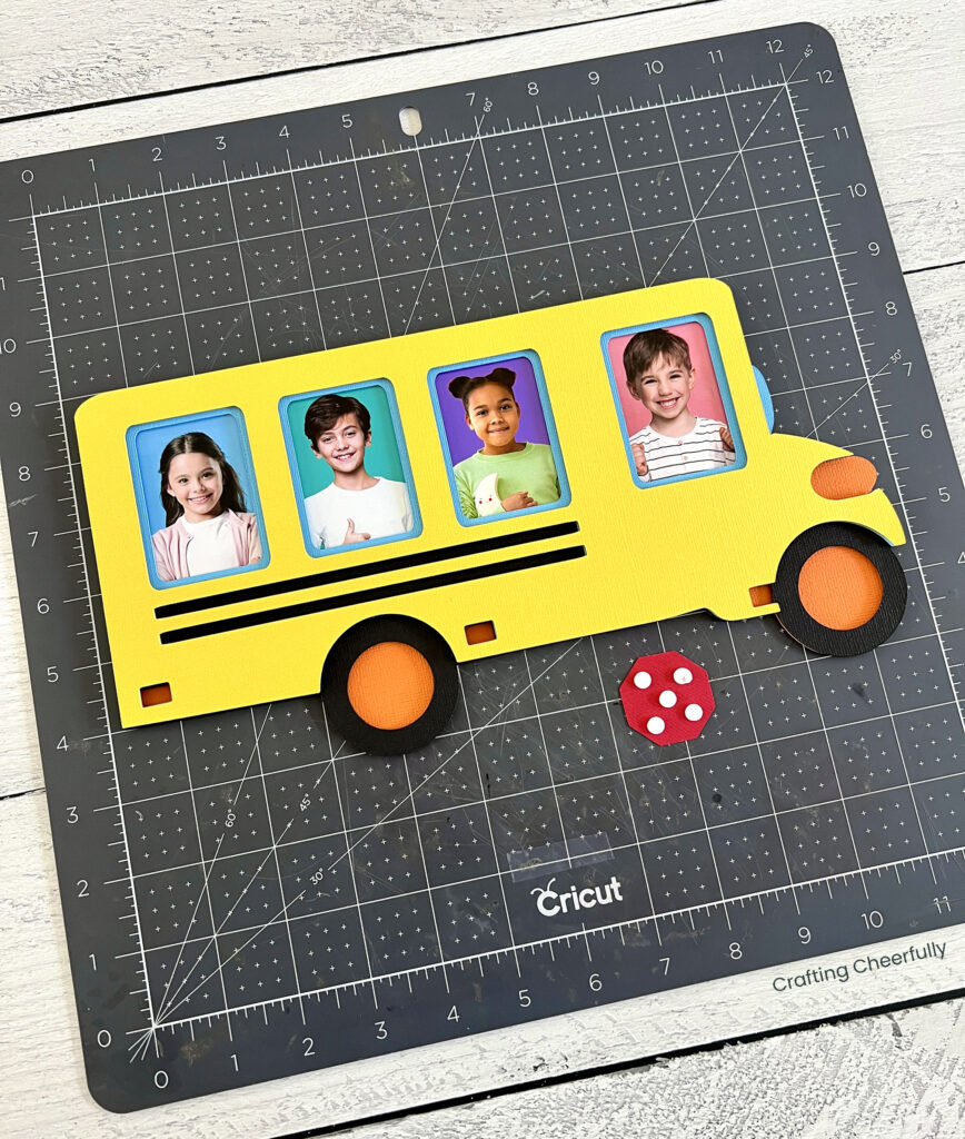 Layered Paper School Bus Frame - Crafting Cheerfully