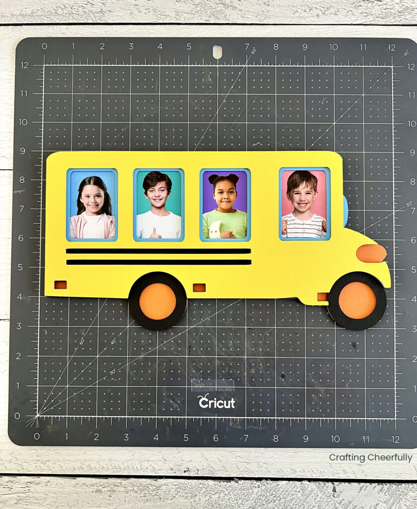 Layered Paper School Bus Frame - Crafting Cheerfully
